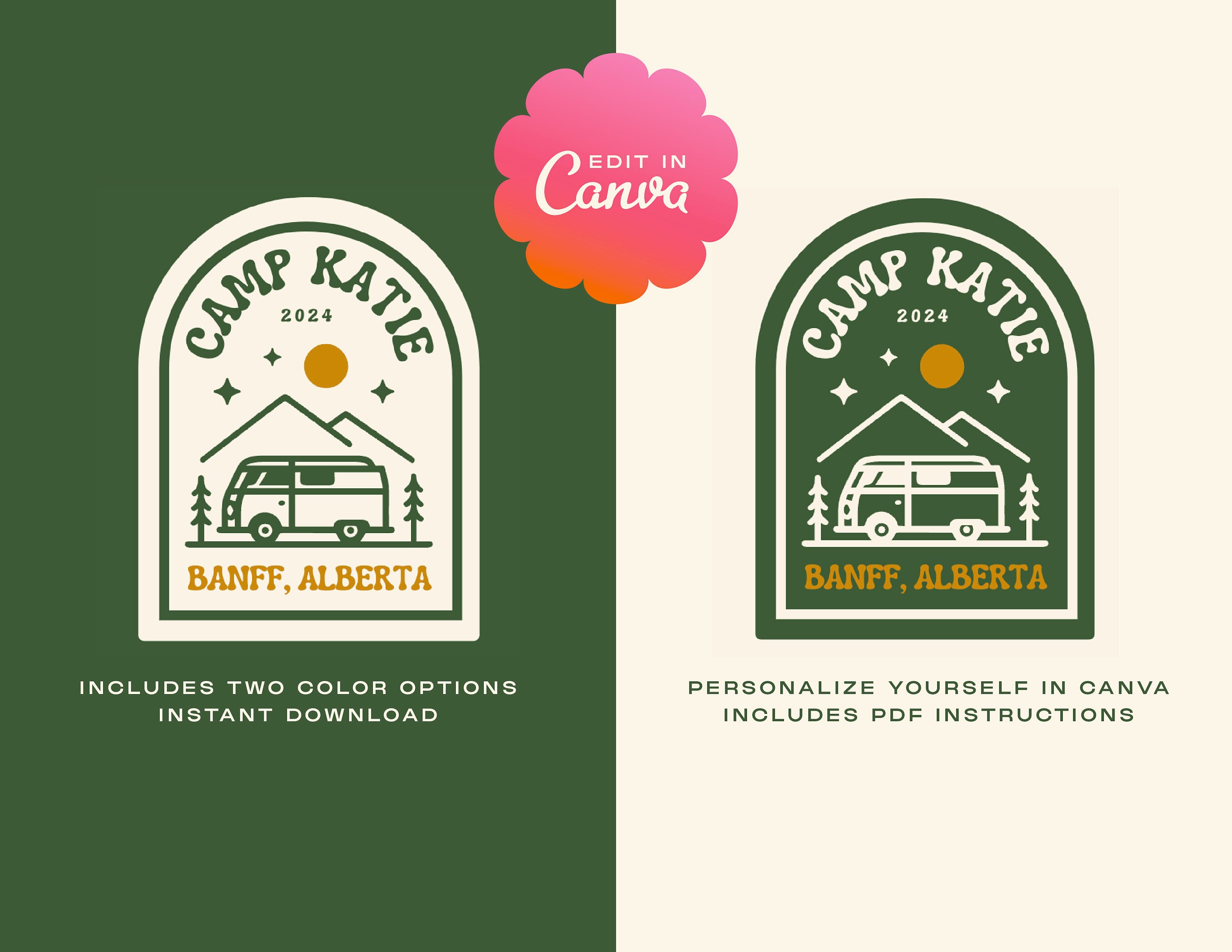 Groovy Camp Bach Logo, DIY Editable Camp Canva Logo, Camp Van Logo ...