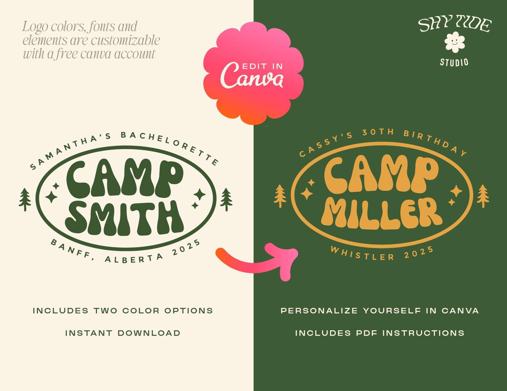 Groovy Camp Logo, DIY Editable Camp Canva Logo, Camp Logo Template ...