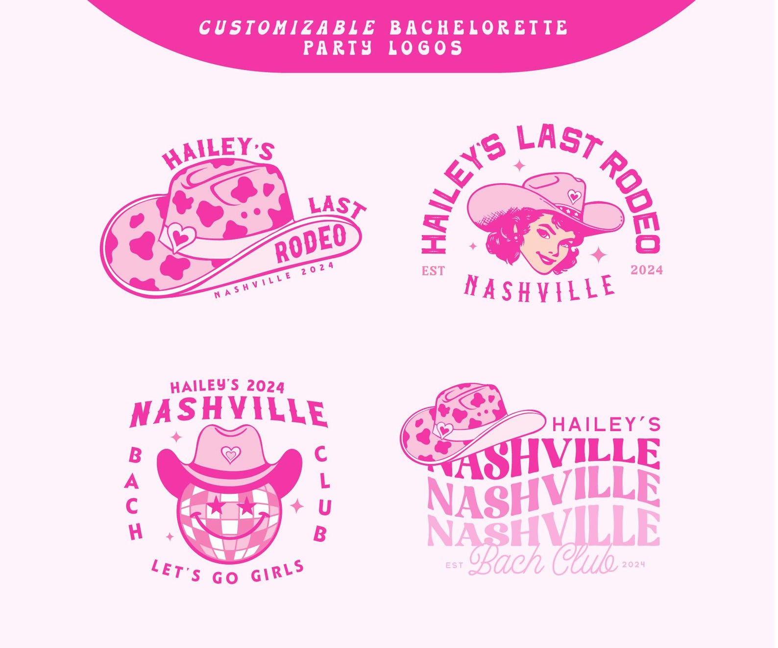 Custom Cowgirl Bach Logo, Nashville Bachelorette Logo, Bridal Party ...