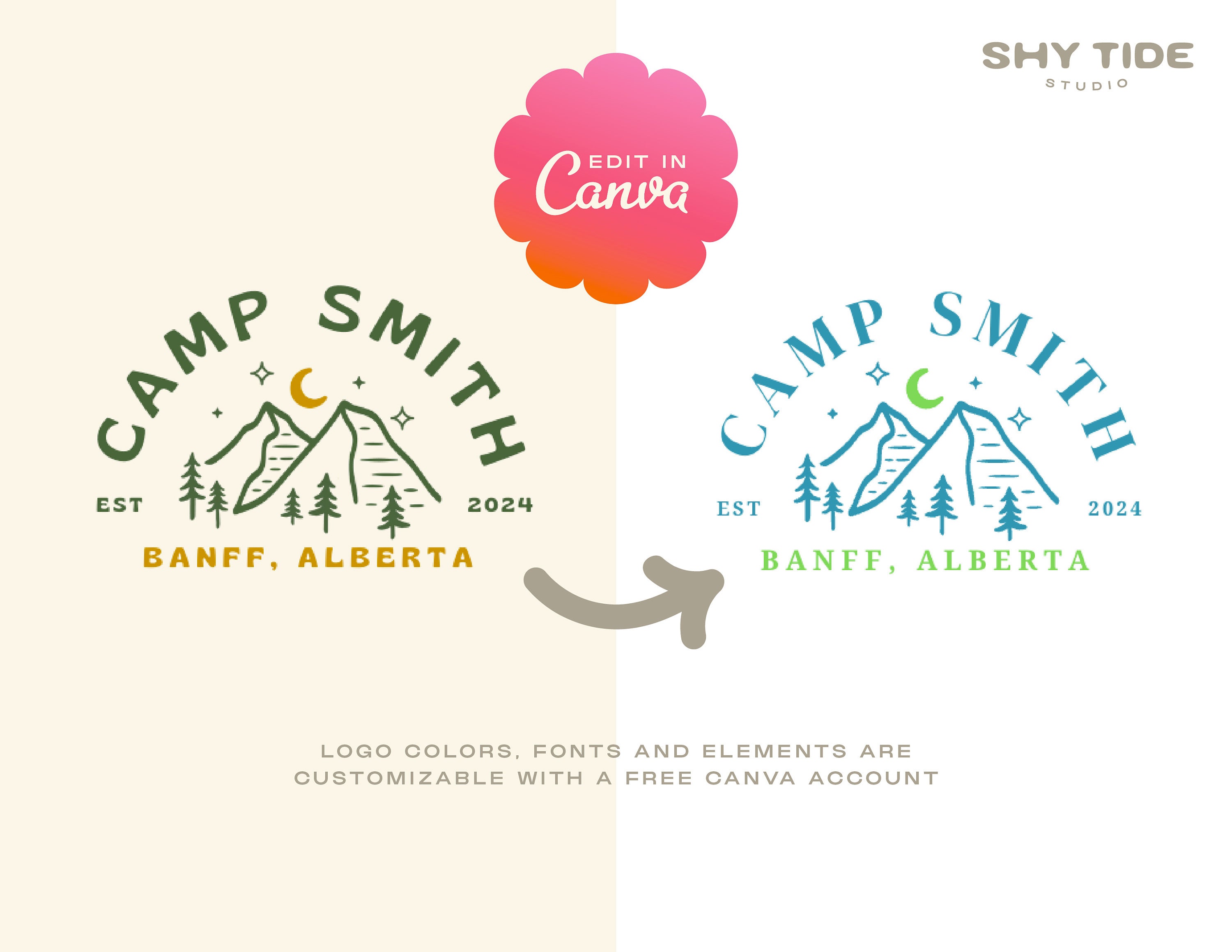 DIY Editable Camp Canva Logo, Camp Mountain Logo Template, Bachelorette ...