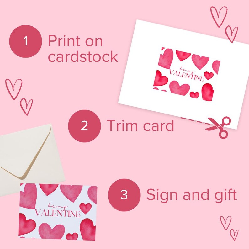 Printable Valentine’s Day Card - Instant Download - Watercolor Hearts ...