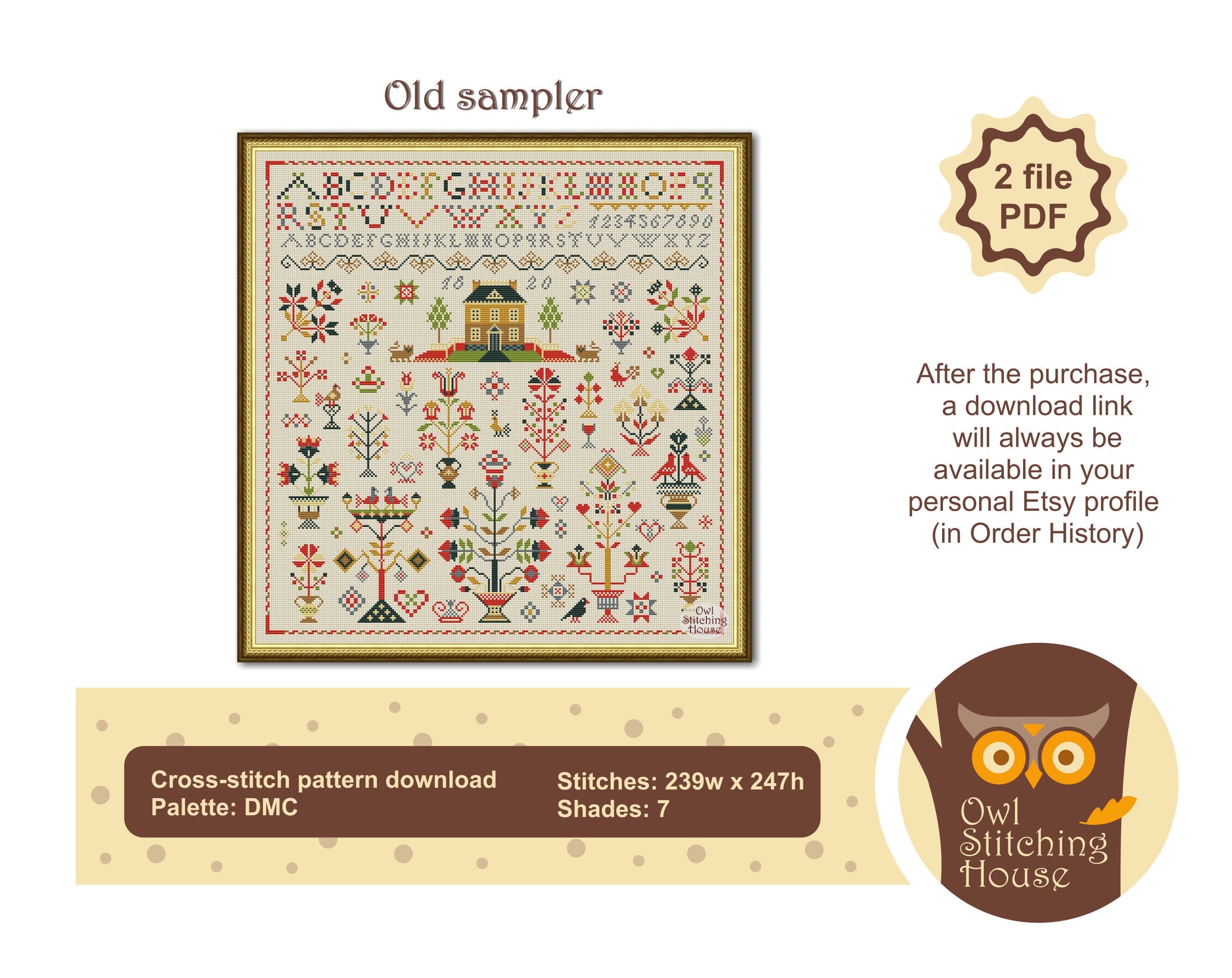 Cross Stitch Old Sampler Vintage Sampler Flowers and Birds - Etsy UK