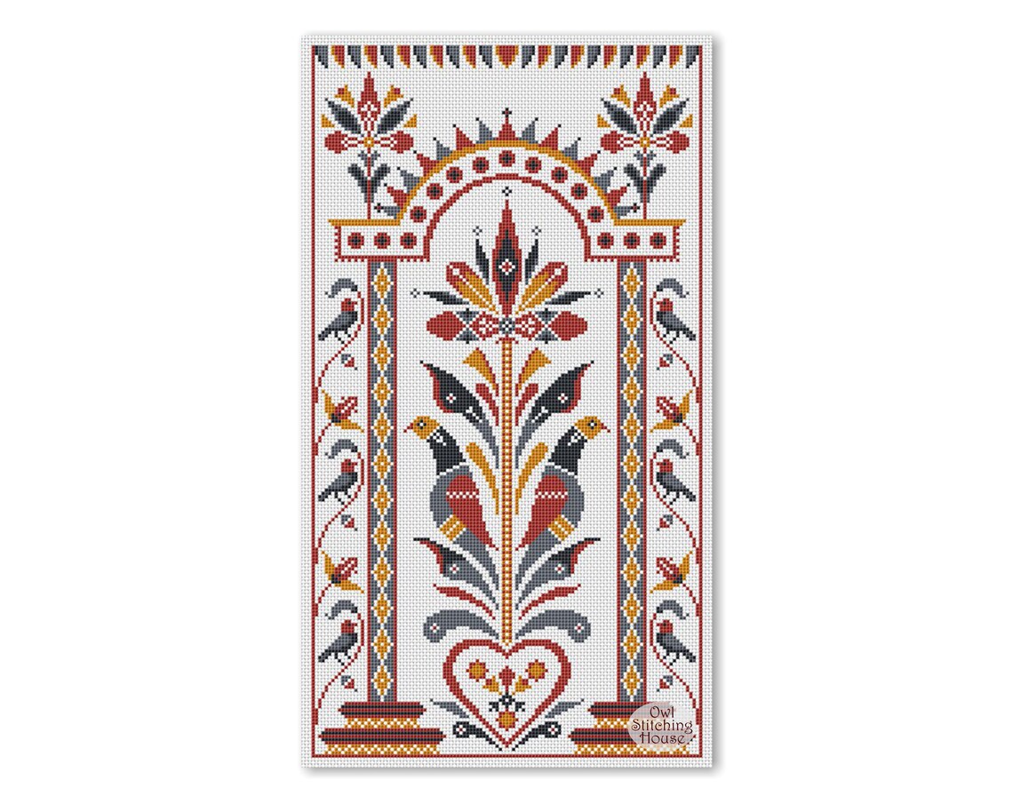 Fraktur Cross Stitch Pattern Birds 4 Modern Folk Embroidery - Etsy