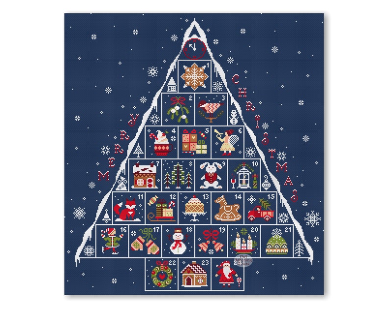 Christmas Tree Advent Calendar Cross Stitch Pattern (PDF Pattern) - Etsy