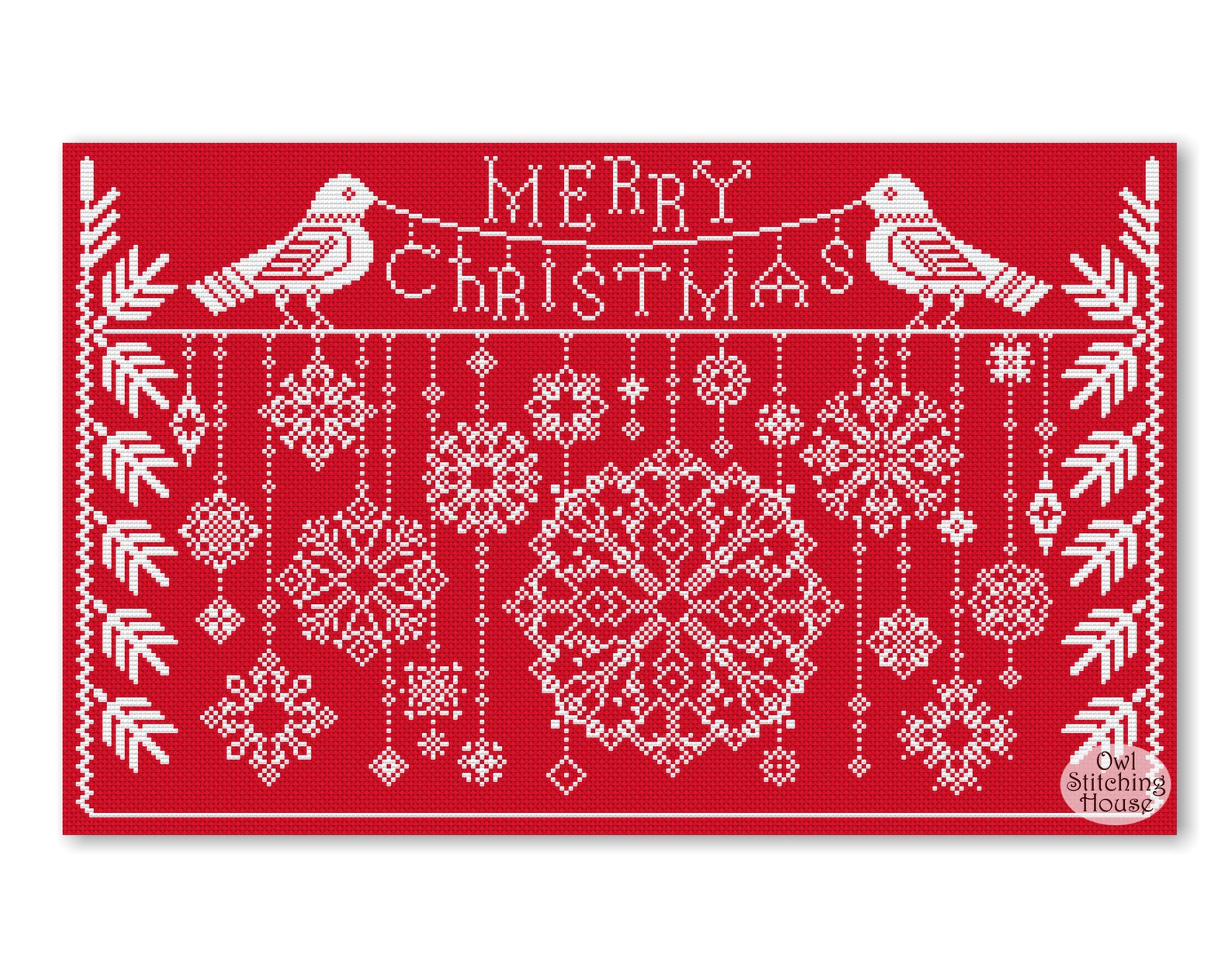 Merry Christmas Birds Cross Stitch Pattern: Winter Snowflakes (PDF ...