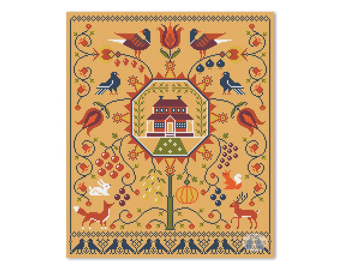 Fraktur Cross Stitch Pattern 1 Modern Folk Embroidery - Etsy