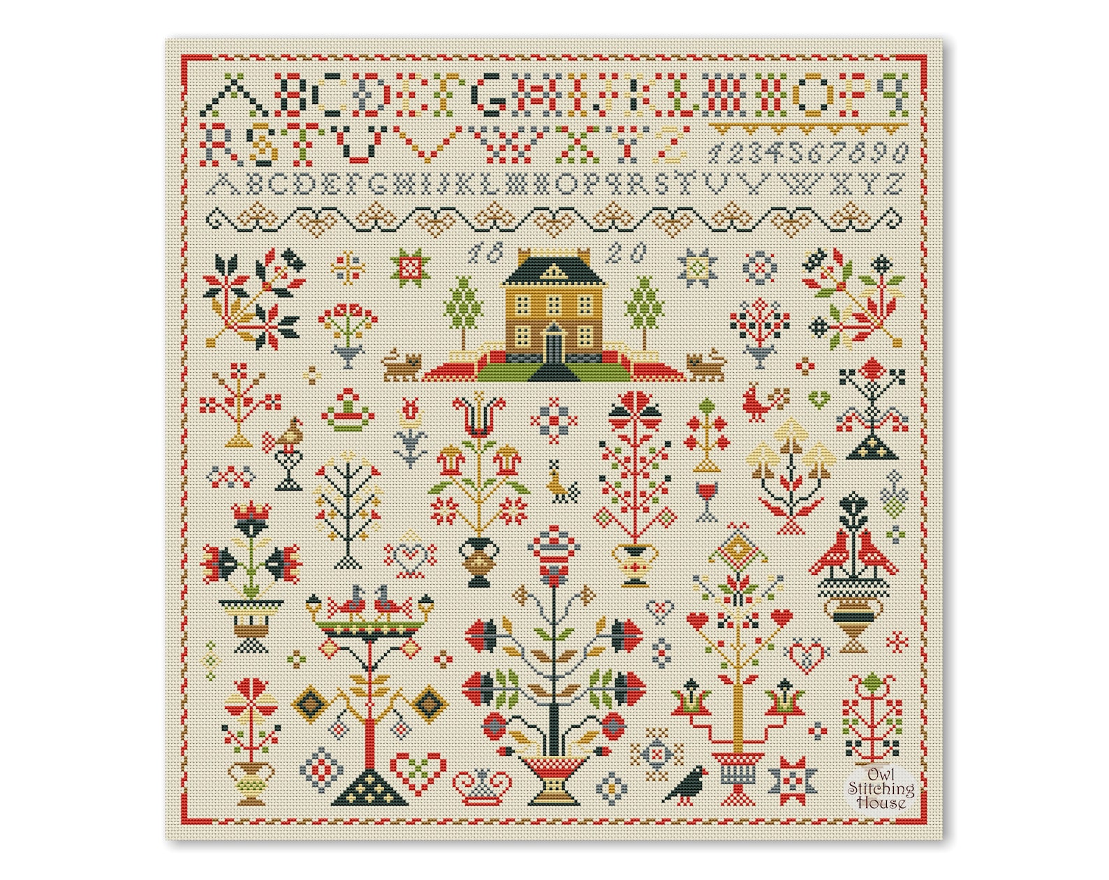 Cross Stitch Old Sampler Vintage Sampler Flowers and Birds - Etsy UK