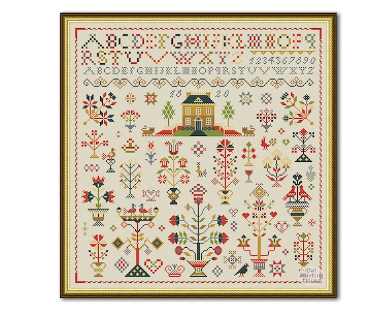 Cross Stitch Old Sampler Vintage Sampler Flowers and Birds - Etsy UK
