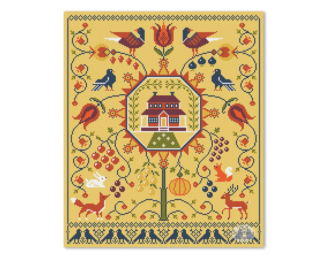 Fraktur Cross Stitch Pattern 1 Modern Folk Embroidery - Etsy