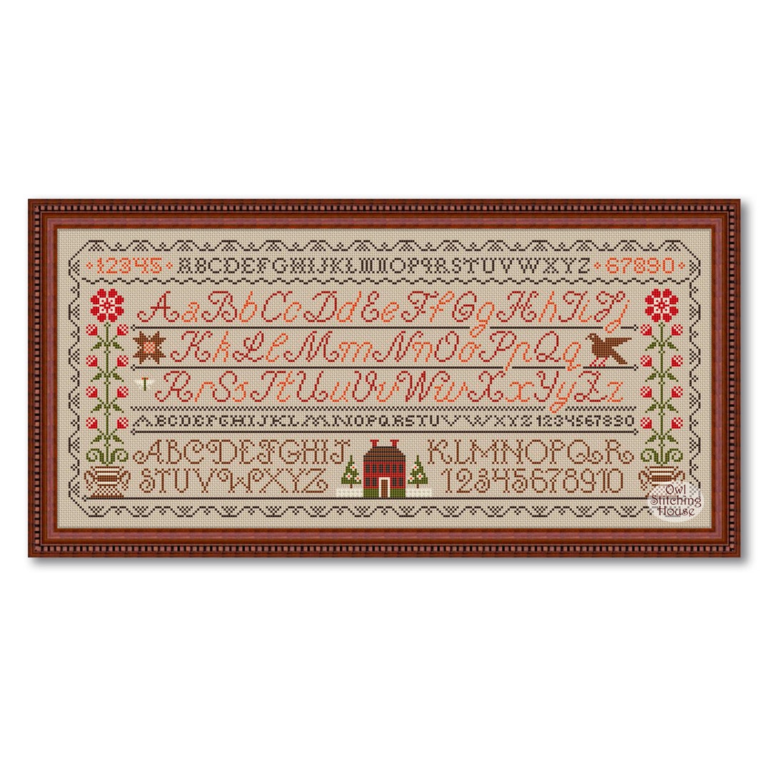 Cross Stitch Sampler Alphabet, Vintage Sampler, Primitive Alphabet ...