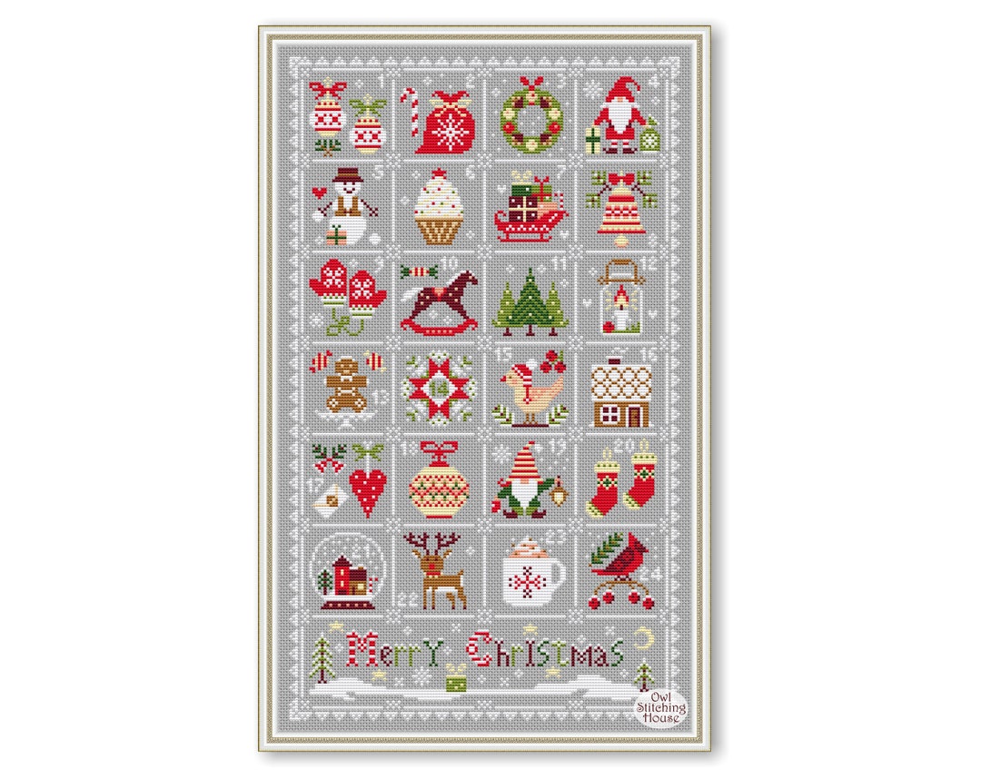 Merry Christmas Advent Calendar Cross Stitch Pattern (PDF Pattern ) - Etsy