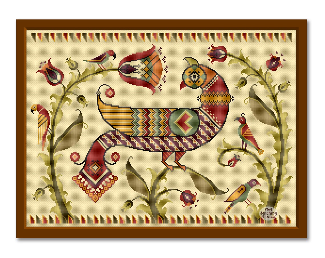 Fraktur Cross Stitch Pattern Birds 6 Modern Folk Embroidery - Etsy