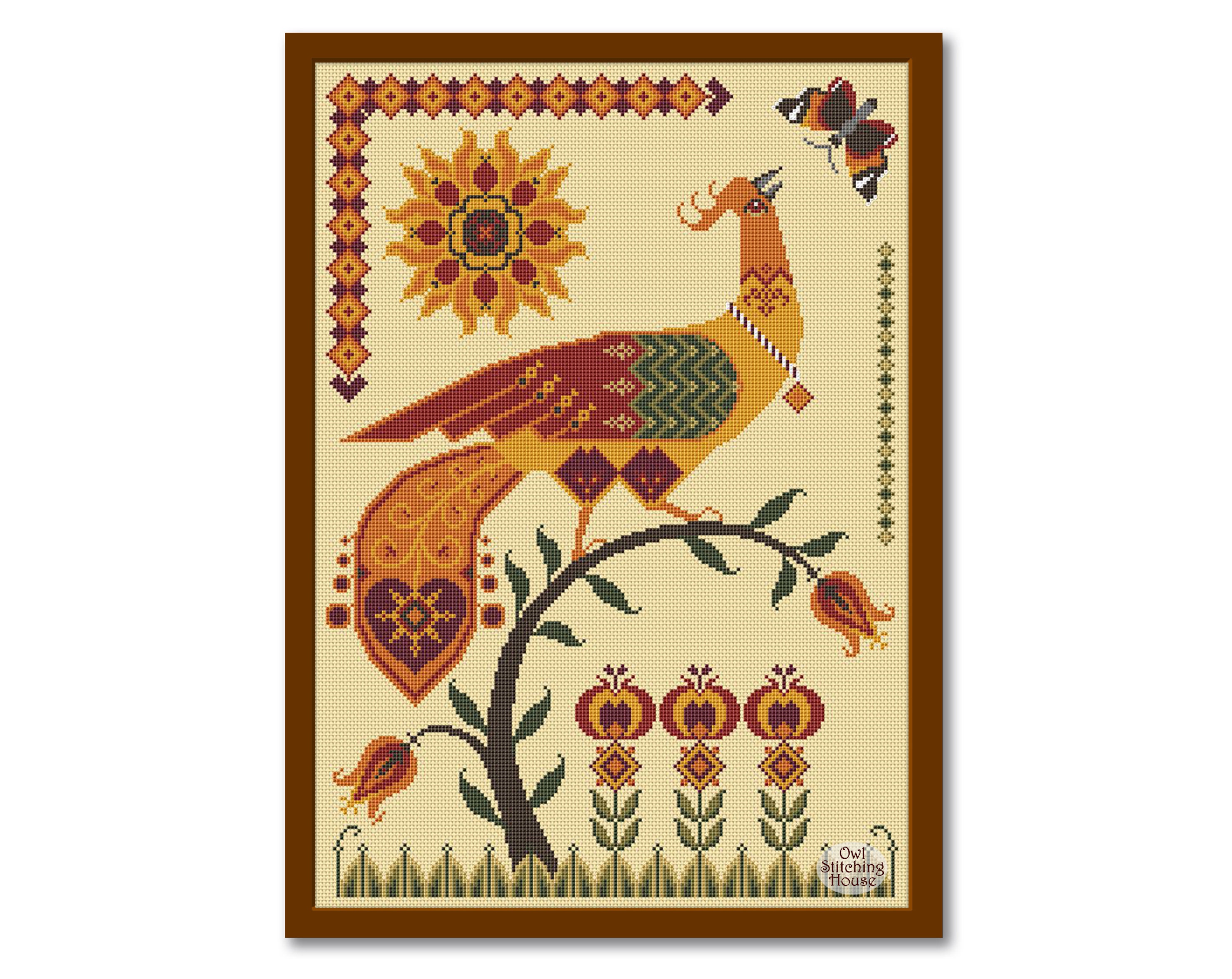 Fraktur Cross Stitch Pattern the Hunt for the Butterfly - Etsy