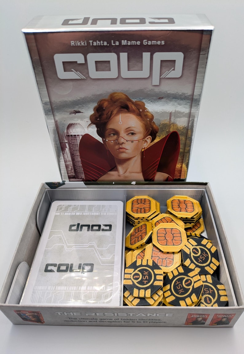 Coup Board Game Box Insert: 3D Printed Card & Coin Organizer - Etsy