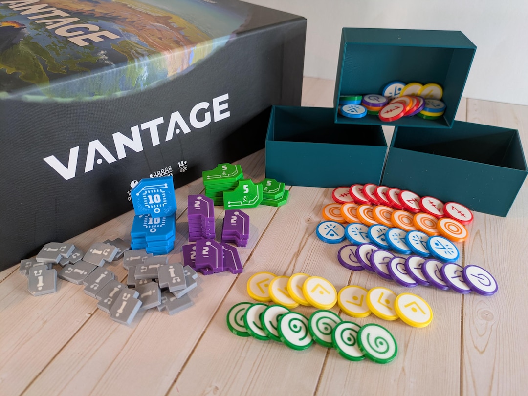 Vantage Board Game Upgrade ※ Skill Tokens, Coins and Forest Green ...