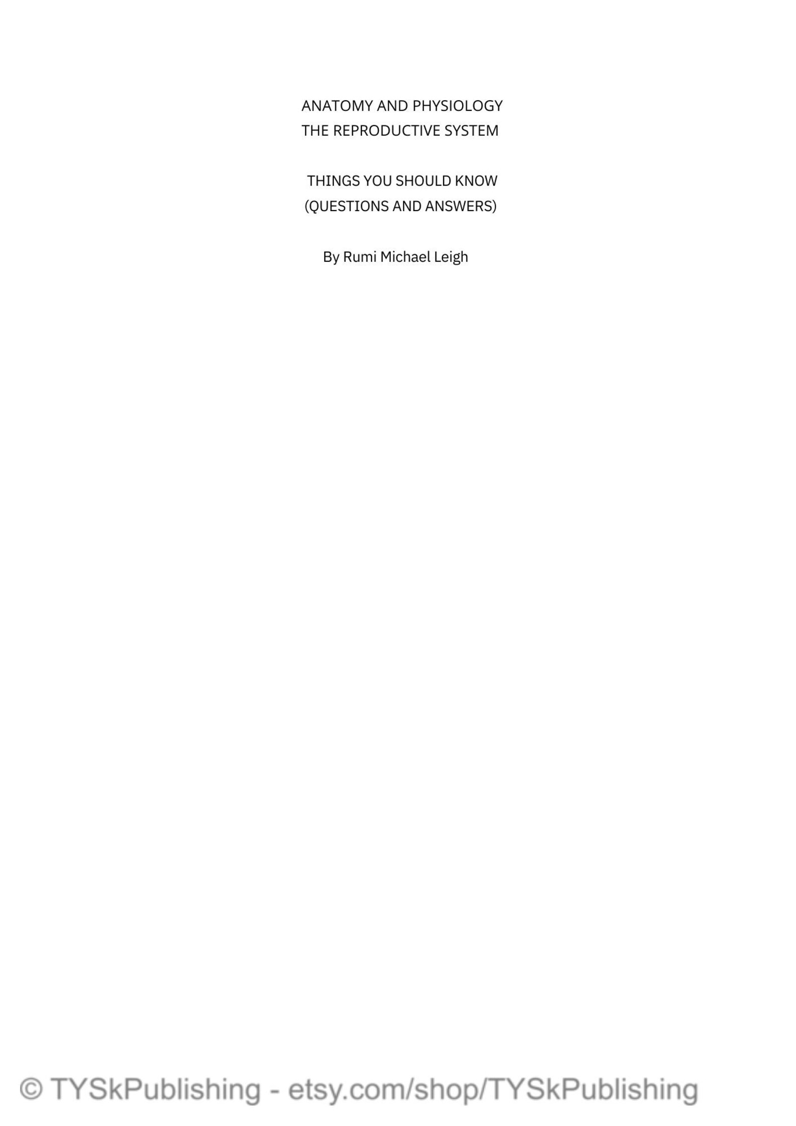 Anatomy and Physiology: the Reproductive System epub PDF Bundle - Etsy