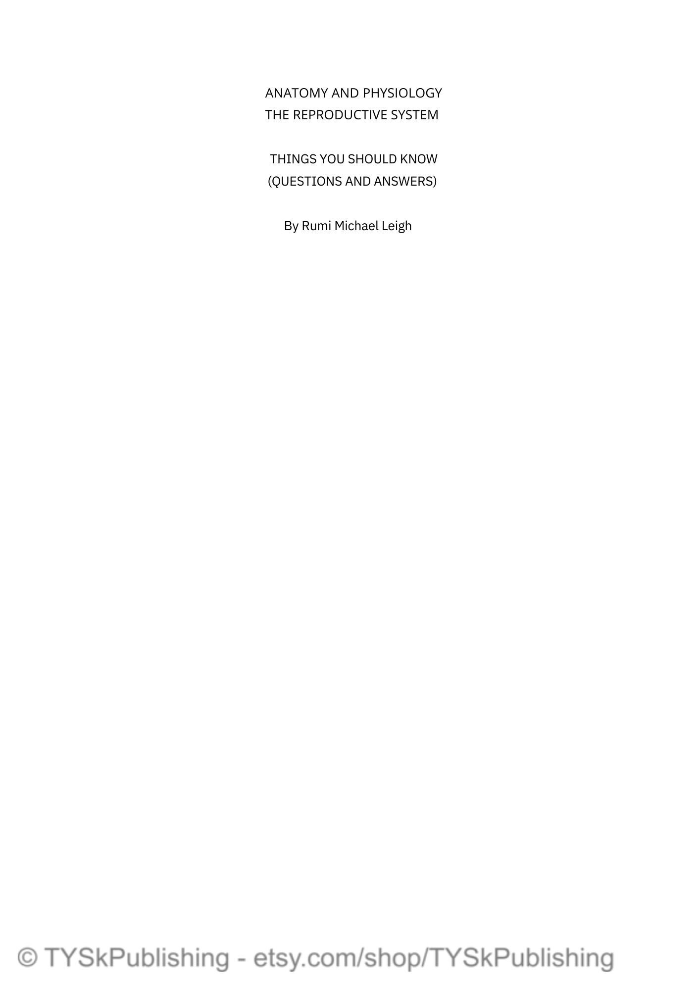 Anatomy and Physiology: the Reproductive System epub PDF Bundle - Etsy