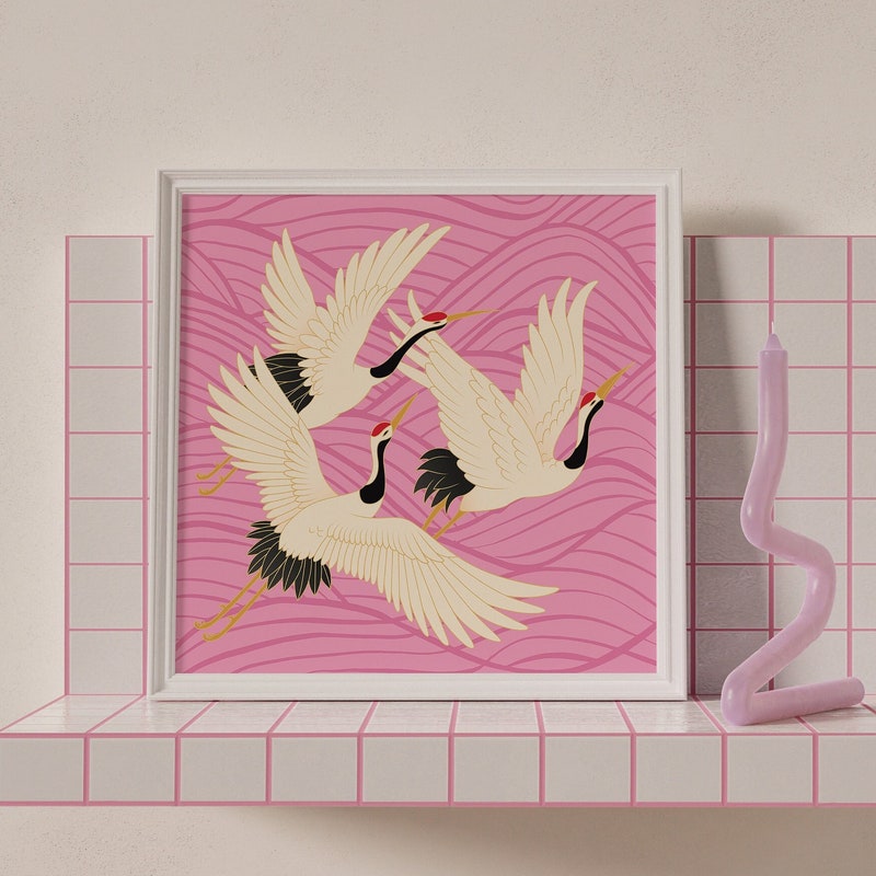 Pink Cranes - Etsy
