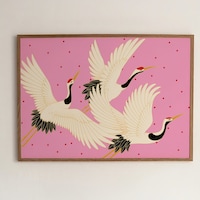Pink Japanese Crane Art - Vintage Crane Poster - Antique Japanese Wall ...