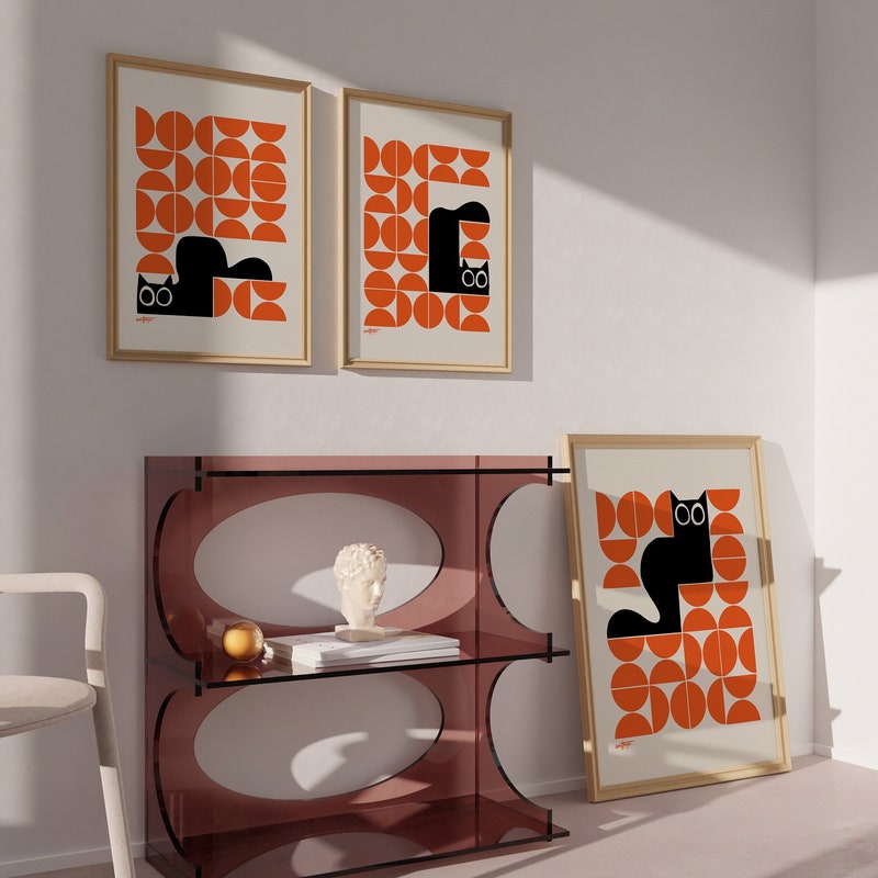 Modern Cat Art - Etsy