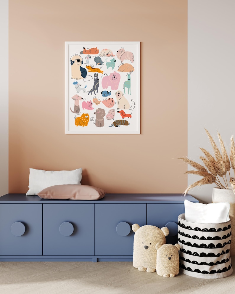 Super Cute Dog Breed Poster for Dog Lovers in Pastel Colors, Multiple ...
