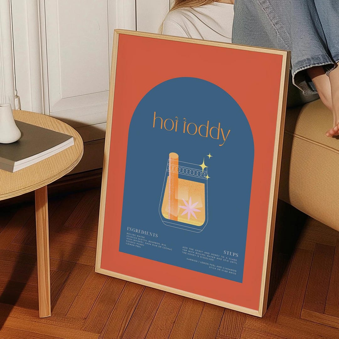 Minimalist Hot Toddy Cocktail Poster, Perfect for Home Bar Decor ...