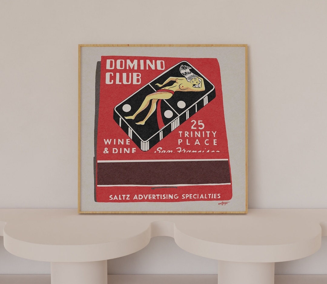 Domino Showgirl Retro Matchbook Art Print – 1950s Pin-up Lounge Decor ...