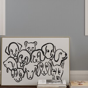 Abstract Dog Breeds Illustration: Black and White Minimalistic ...