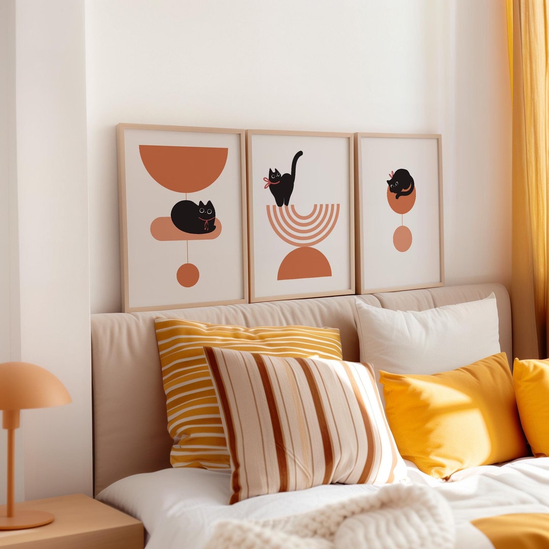 Mid Century Modern Black Cats - Choose Whole Set or Individual Prints ...