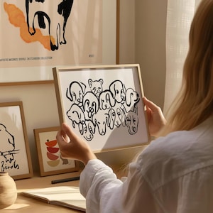 Abstract Dog Breeds Illustration: Black and White Minimalistic ...