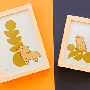 Mid Century Modern Golden Retriever Stack, Choose Individually or Whole ...