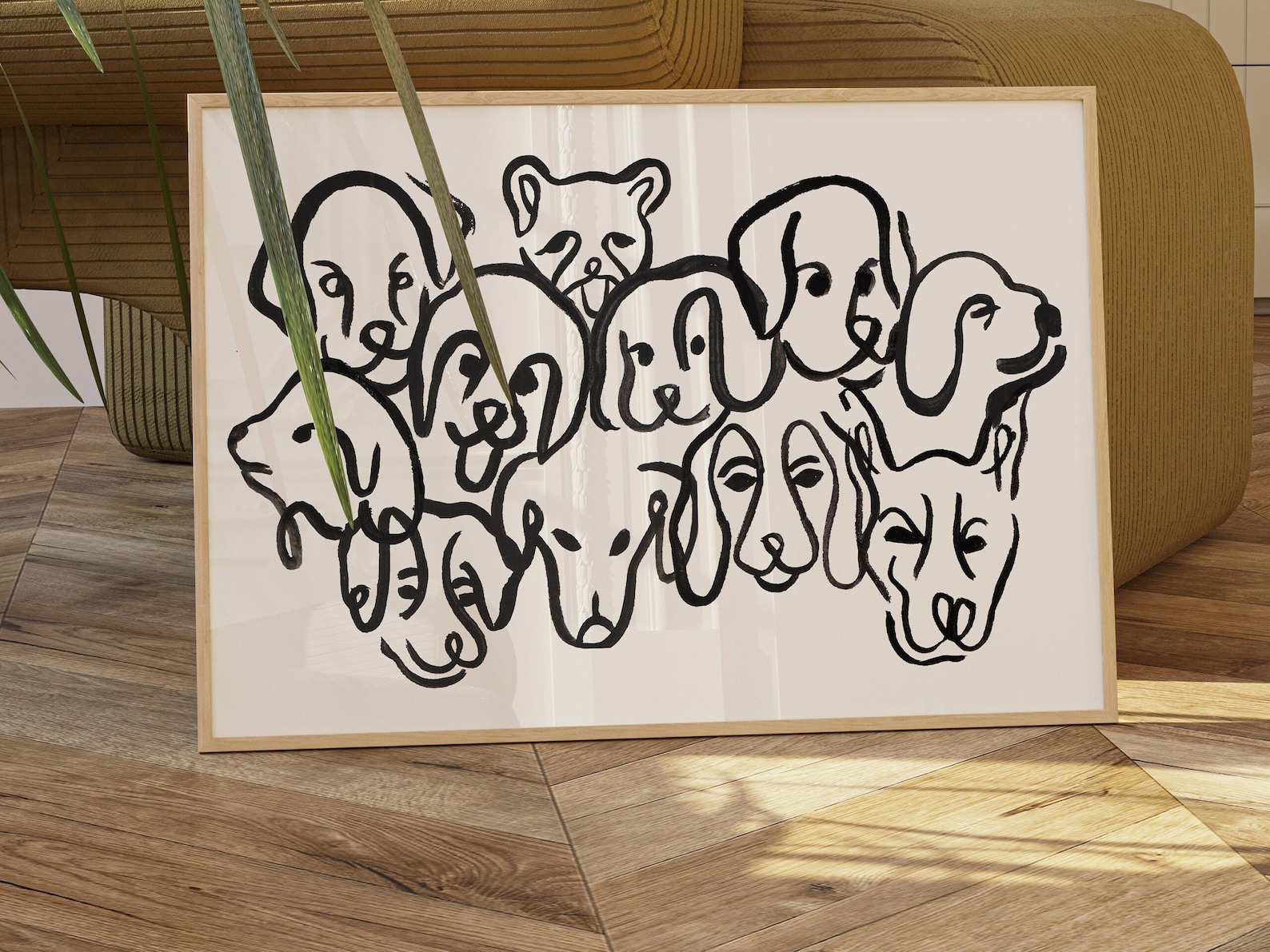 Abstract Dog Breeds Illustration: Black and White Minimalistic ...