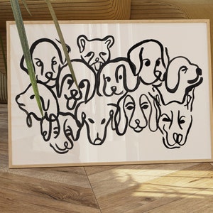 Abstract Dog Breeds Illustration: Black and White Minimalistic ...