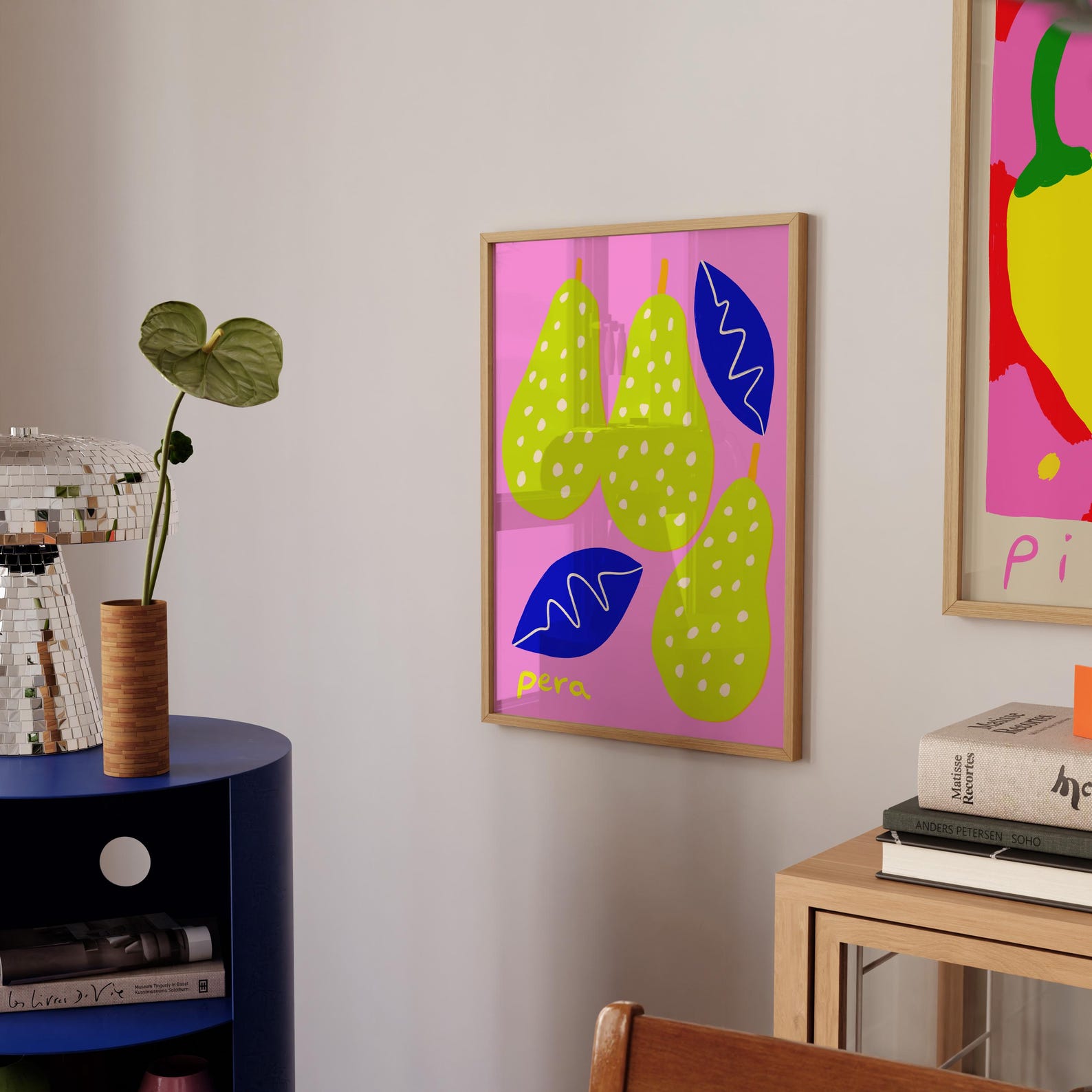 Pera Pear Art Print, Playful Green Fruit Poster, Bold Modern Pop ...