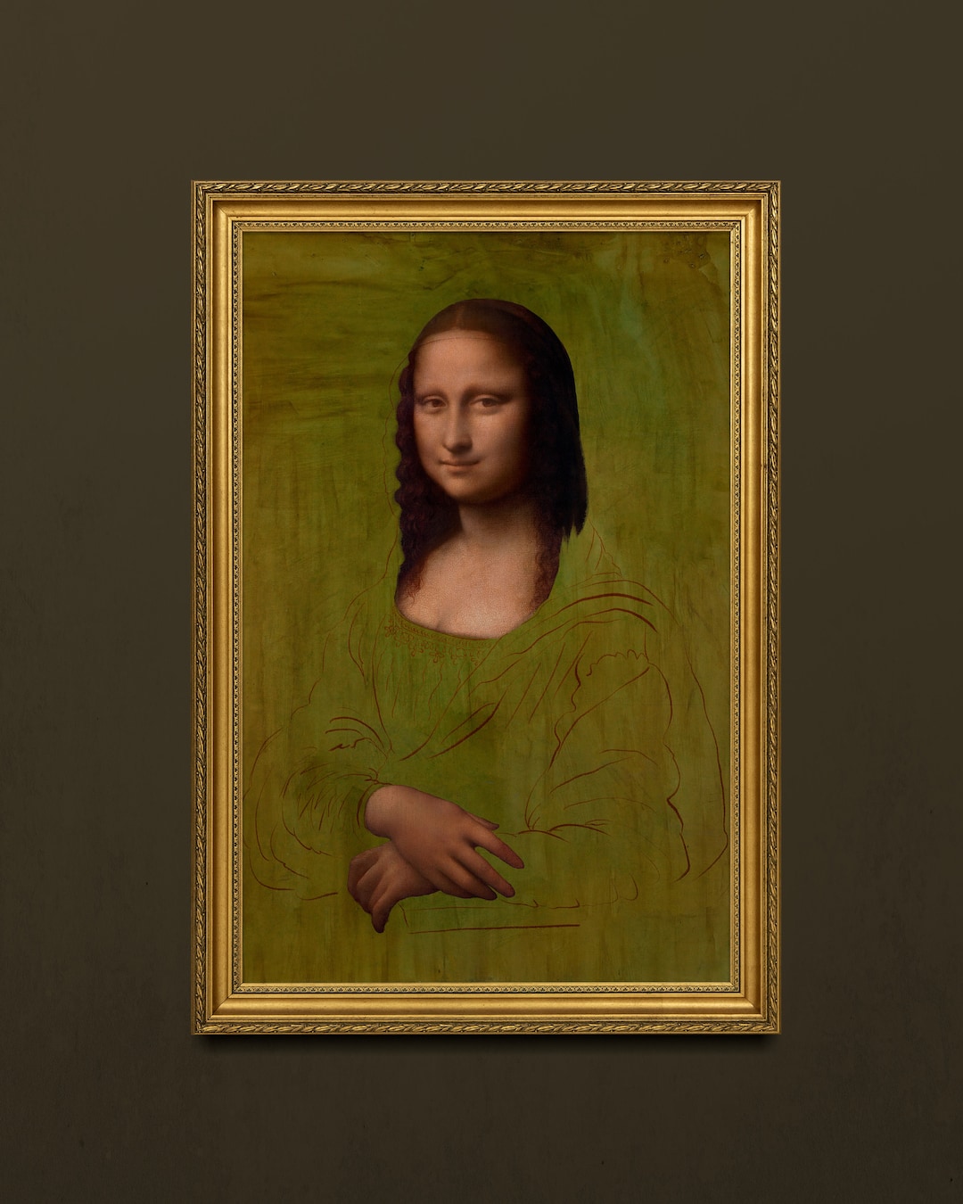 Mona Lisa With Green Background - Realistic and Abstract Styles ...