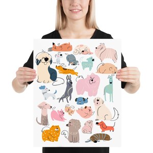 Super Cute Dog Breed Poster for Dog Lovers in Pastel Colors, Multiple ...