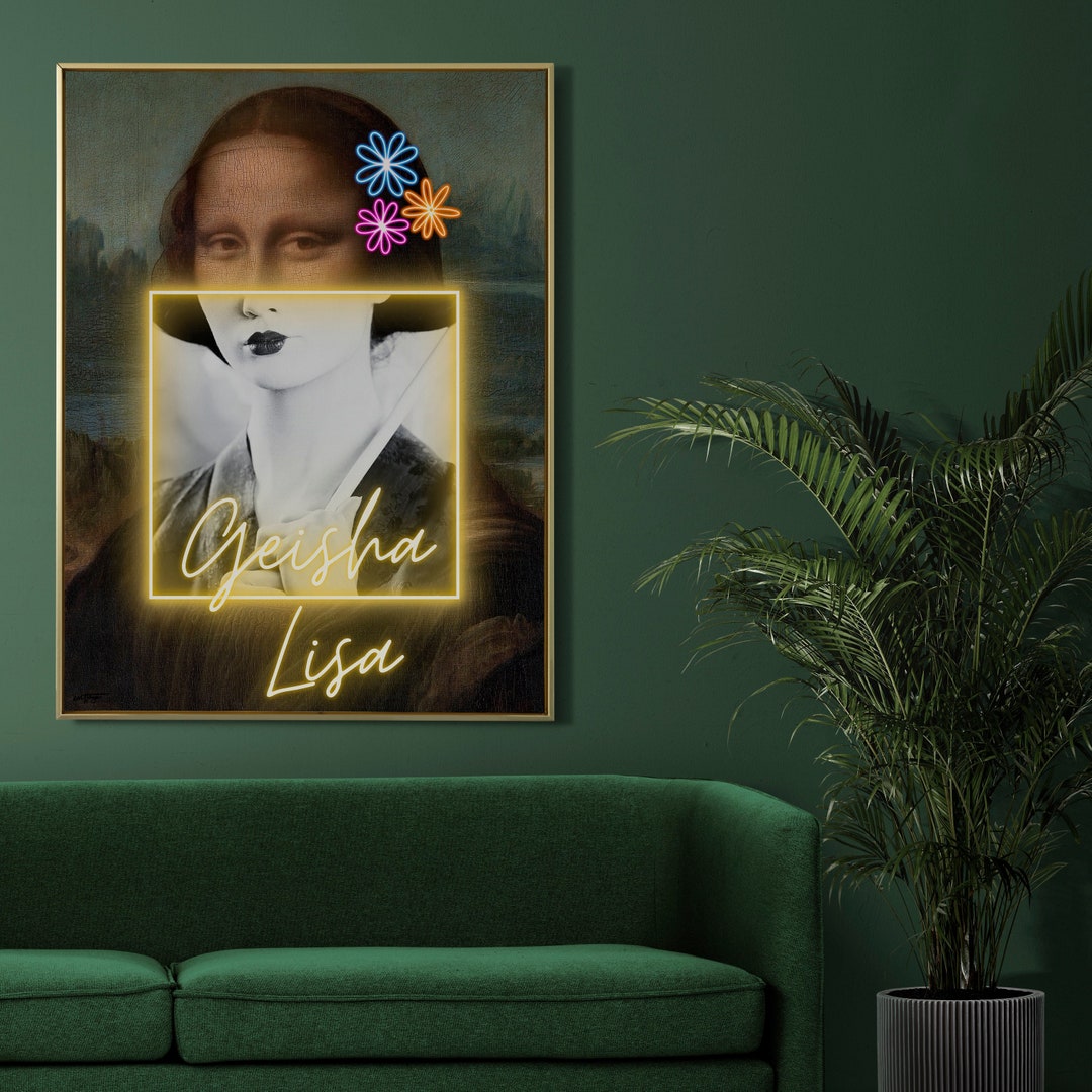 Mona Lisa Reproduction Wall Art Da Vinci Poster Neon Altered Etsy