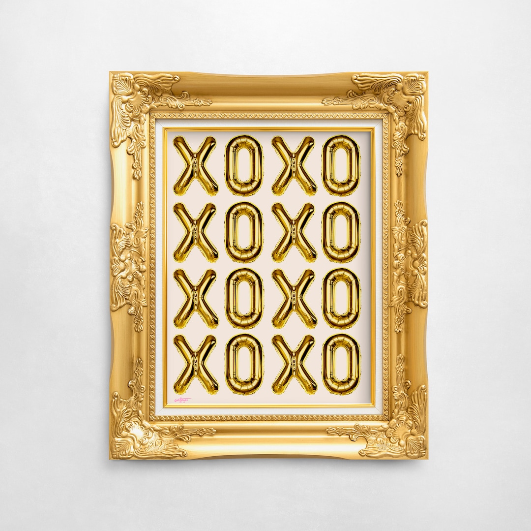 Gold XOXO Balloon Lettering Wall Art – Fun Valentine’s Day Print ...