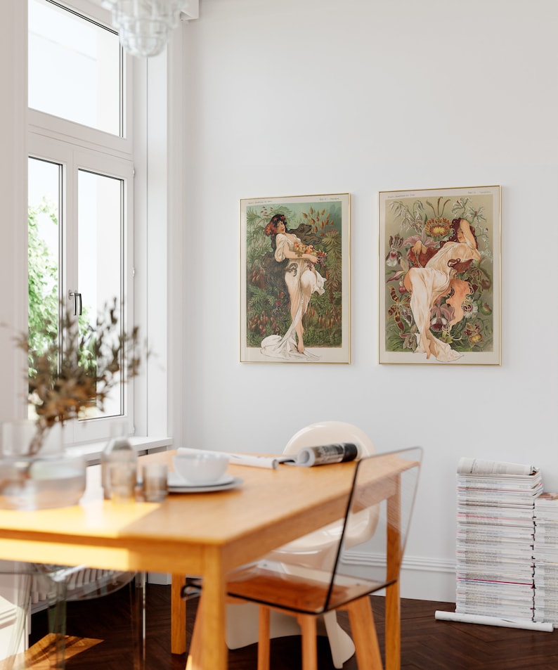 Alphonse Mucha-inspired Art Print – Romantic Art Nouveau Woman in ...