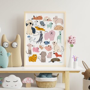Super Cute Dog Breed Poster for Dog Lovers in Pastel Colors, Multiple ...