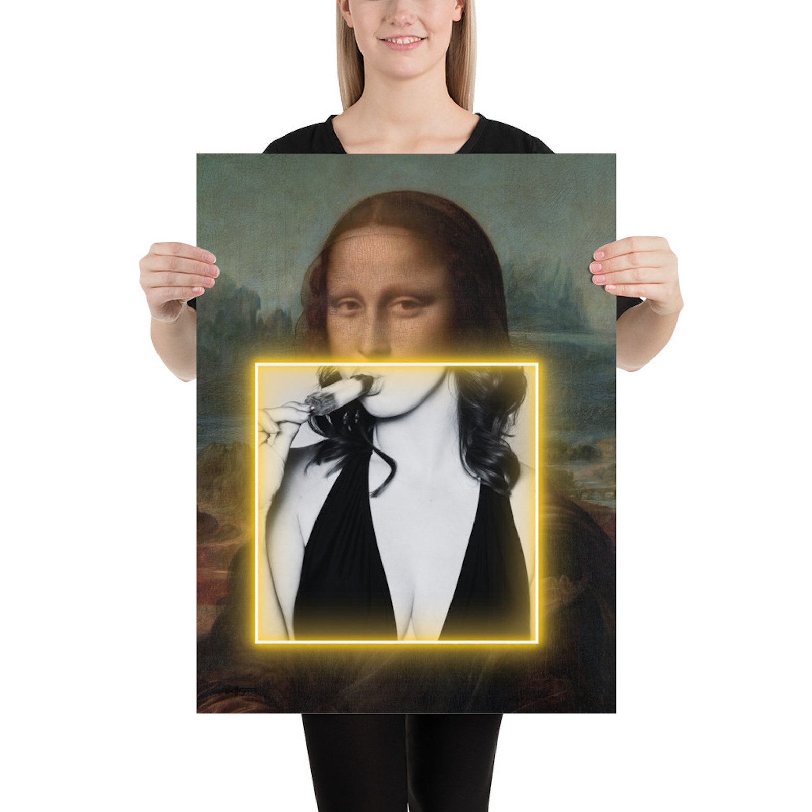 Mona Lisa Reproduction Wall Art Da Vinci Poster Neon Altered - Etsy