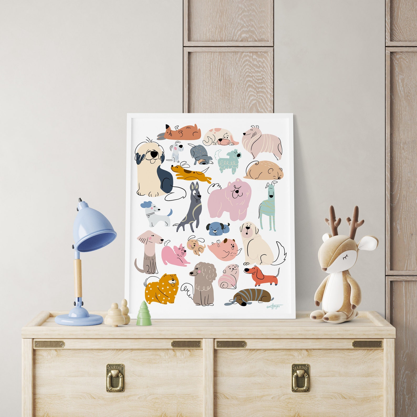 Super Cute Dog Breed Poster for Dog Lovers in Pastel Colors - Etsy