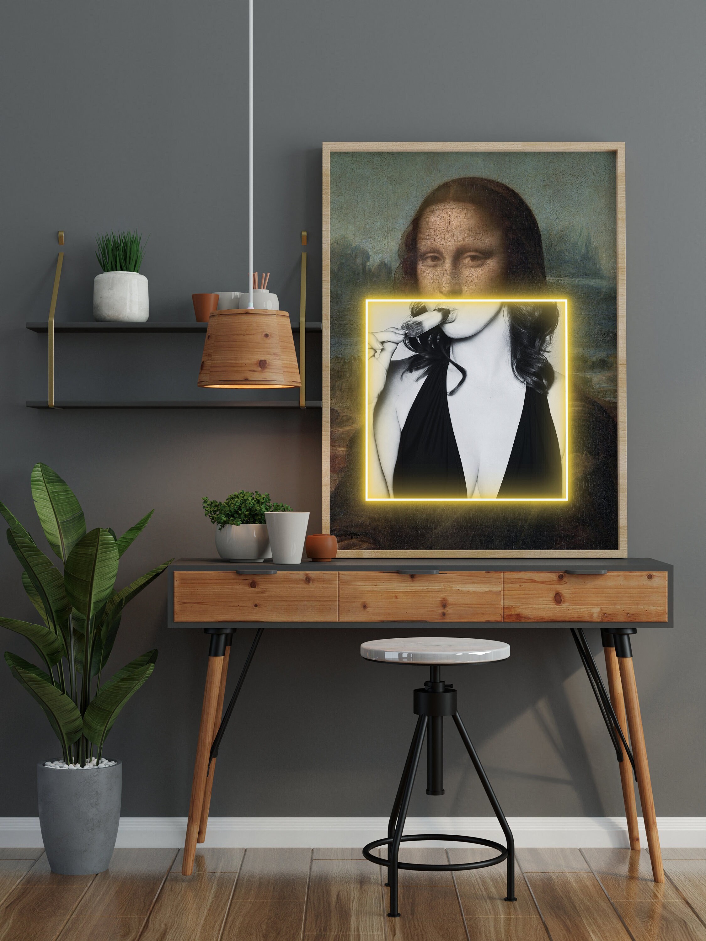 Mona Lisa Reproduction Wall Art Da Vinci Poster Neon Altered - Etsy