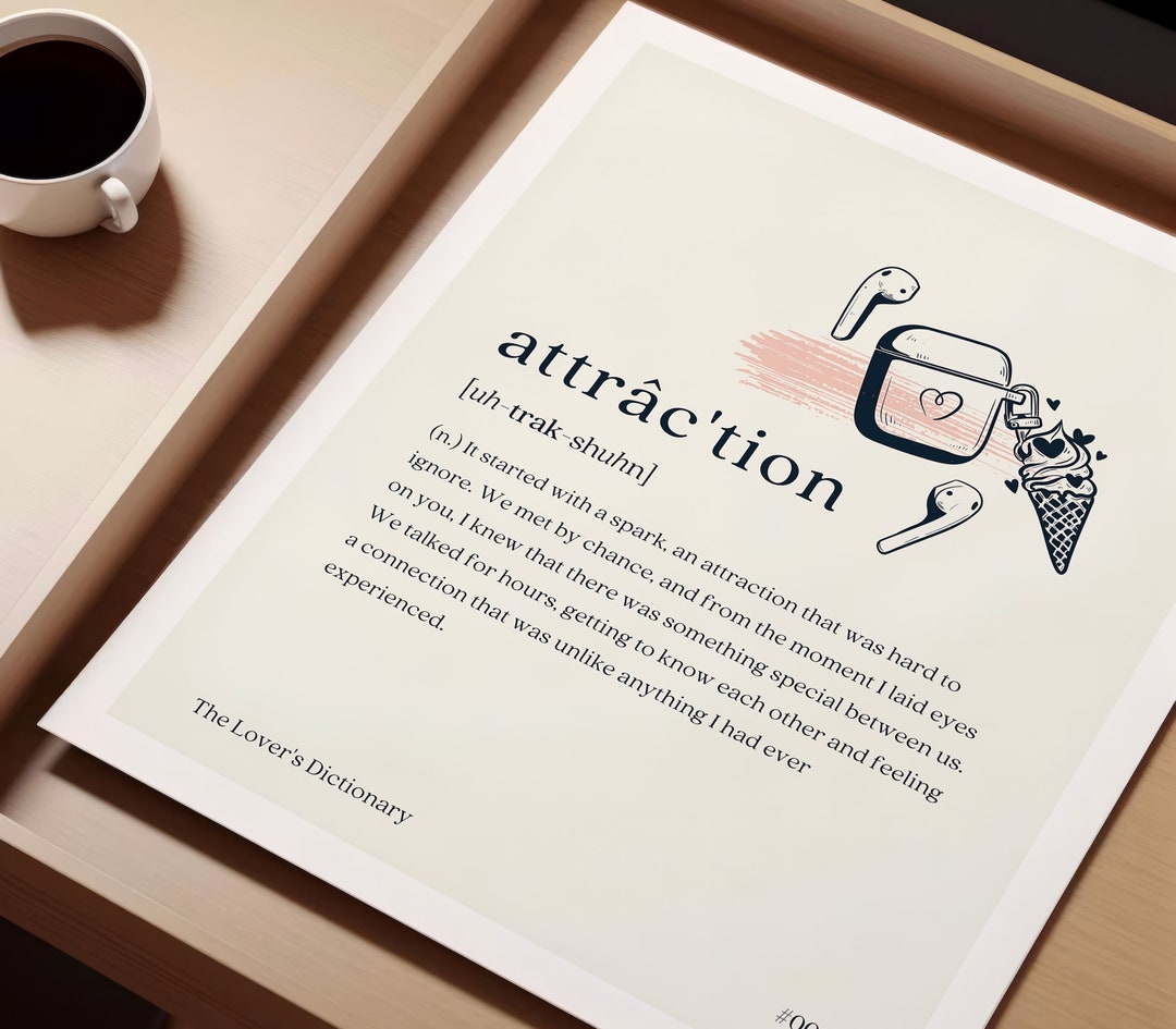 A for Attraction Minimalist Dictionary Print for Lovers Perfect Gift ...