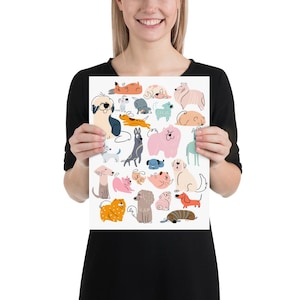 Super Cute Dog Breed Poster for Dog Lovers in Pastel Colors, Multiple ...