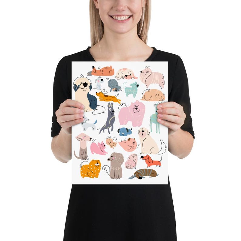 Super Cute Dog Breed Poster for Dog Lovers in Pastel Colors, Multiple ...