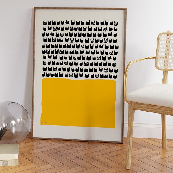 Modern Cat Art - Etsy