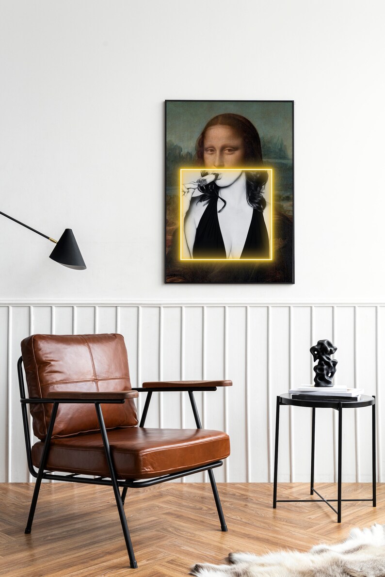 Mona Lisa Reproduction Wall Art Da Vinci Poster Neon Altered - Etsy