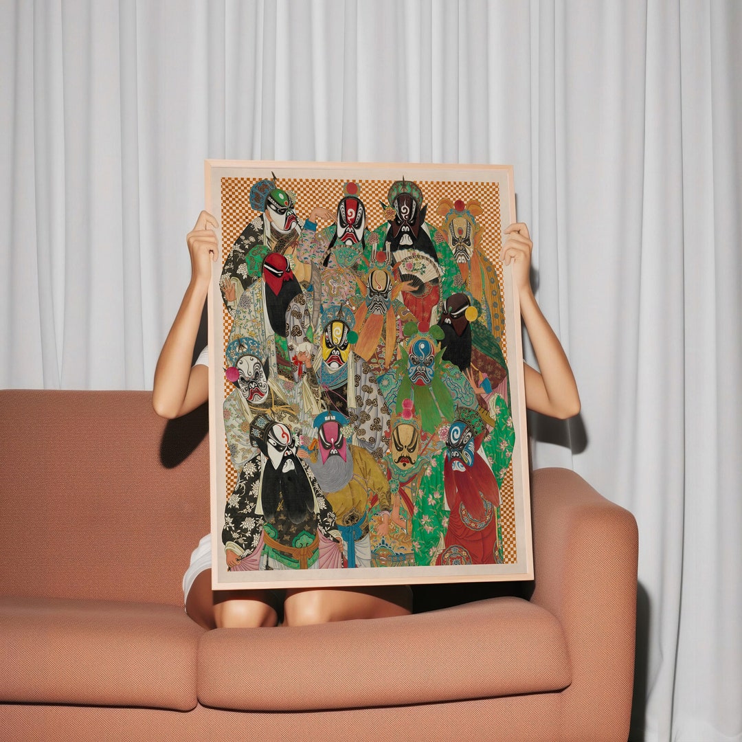 Collage of Vintage Chinese Characters in Colorful Costumes - Oriental ...