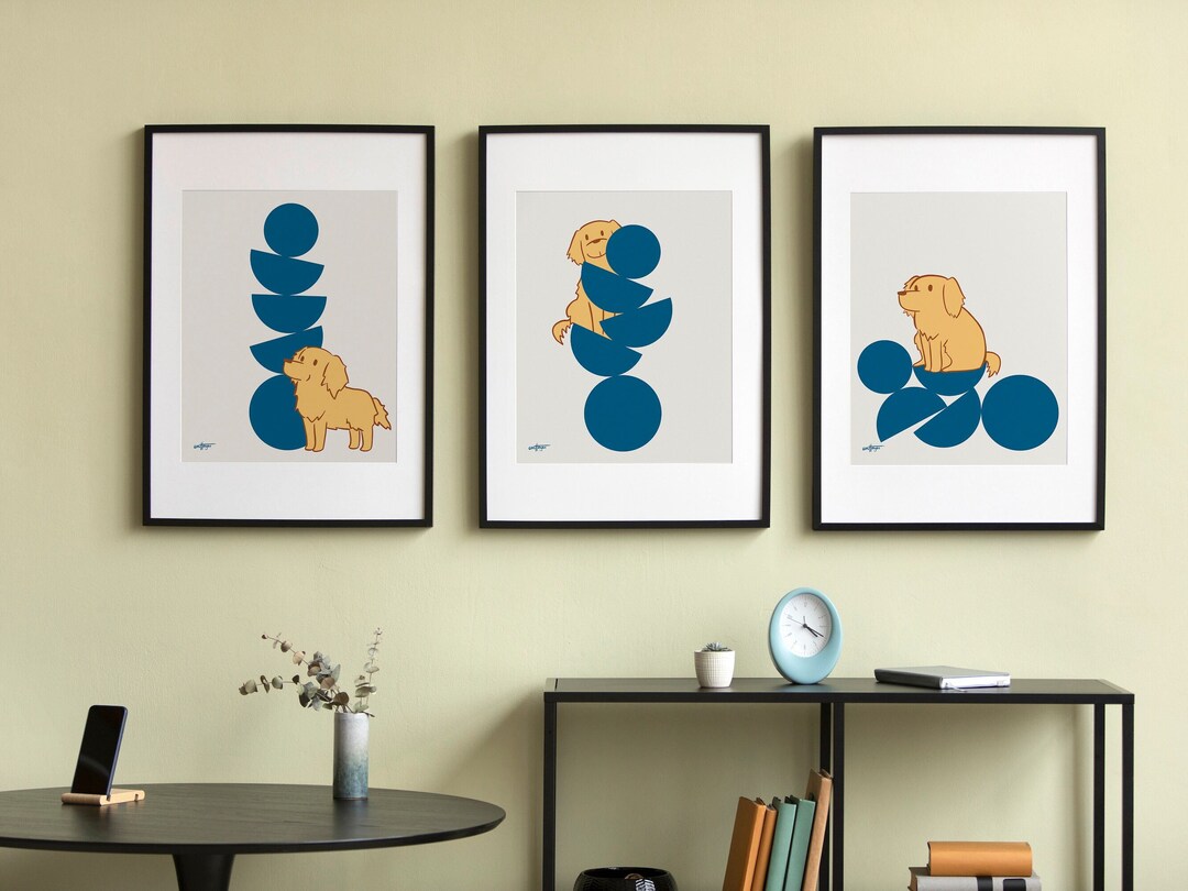 Mid Century Modern Golden Retriever Stack Set of 3 - Etsy